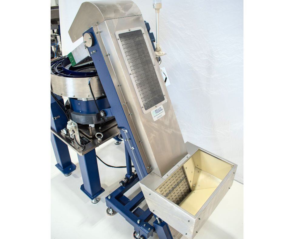 Dual Track Bowl Feeder with Elevated Hopper for Automotive Parts