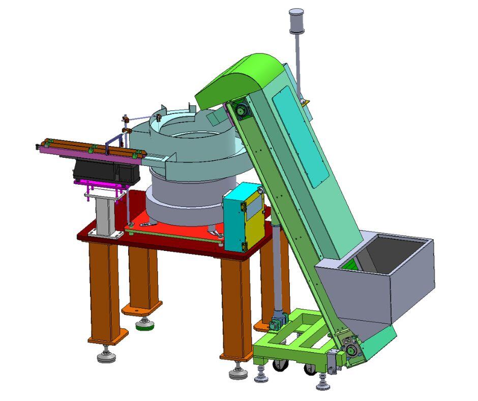 Dual Track Bowl Feeder with Elevated Hopper for Automotive Parts